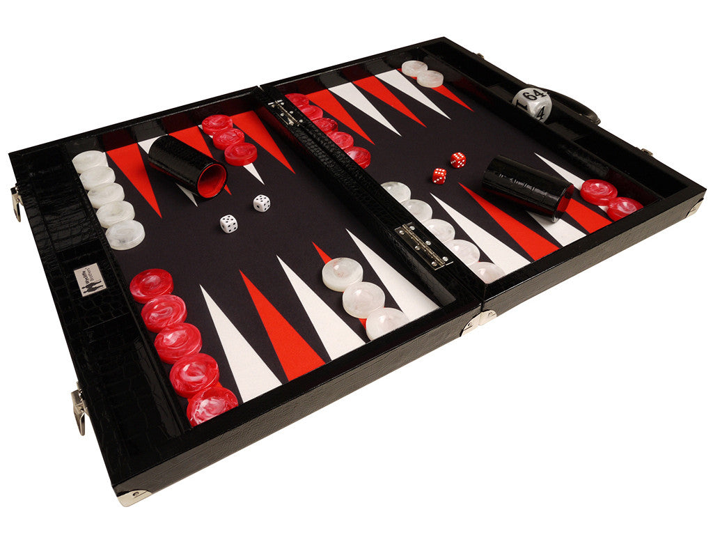 21-inch Tournament Backgammon Set - Black Croco - FREE Shipping ...