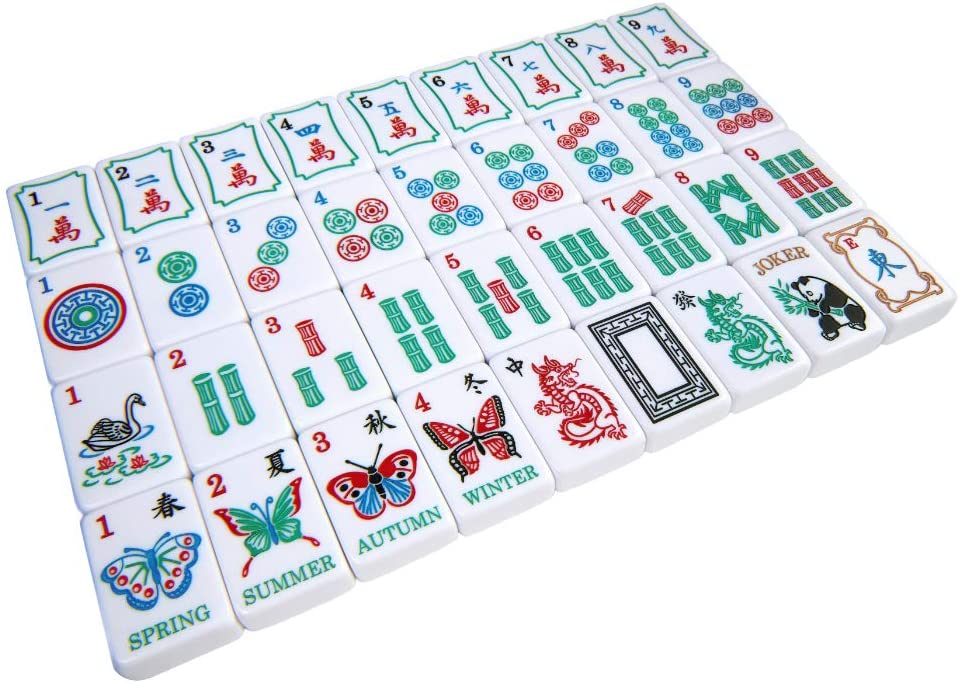 Linda Li Mahjong Set - White Tiles - Black Poppy Soft Bag – American ...